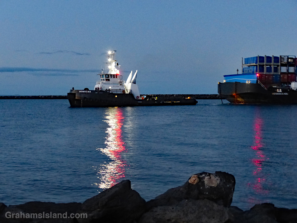 Tug and barge lights | Graham's Island