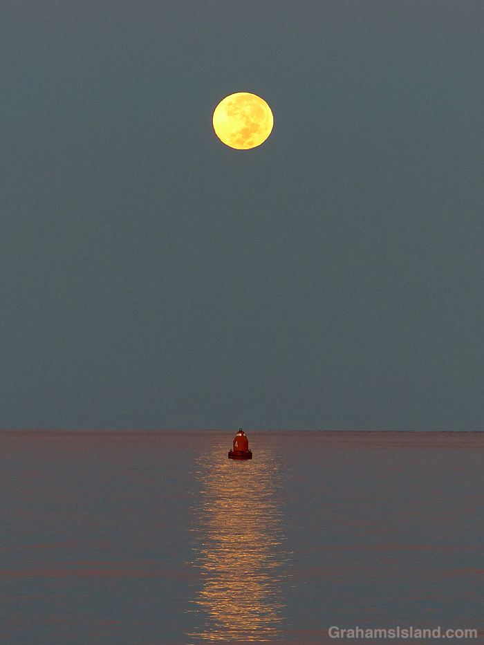 Setting full moon and red buoy | Graham's Island